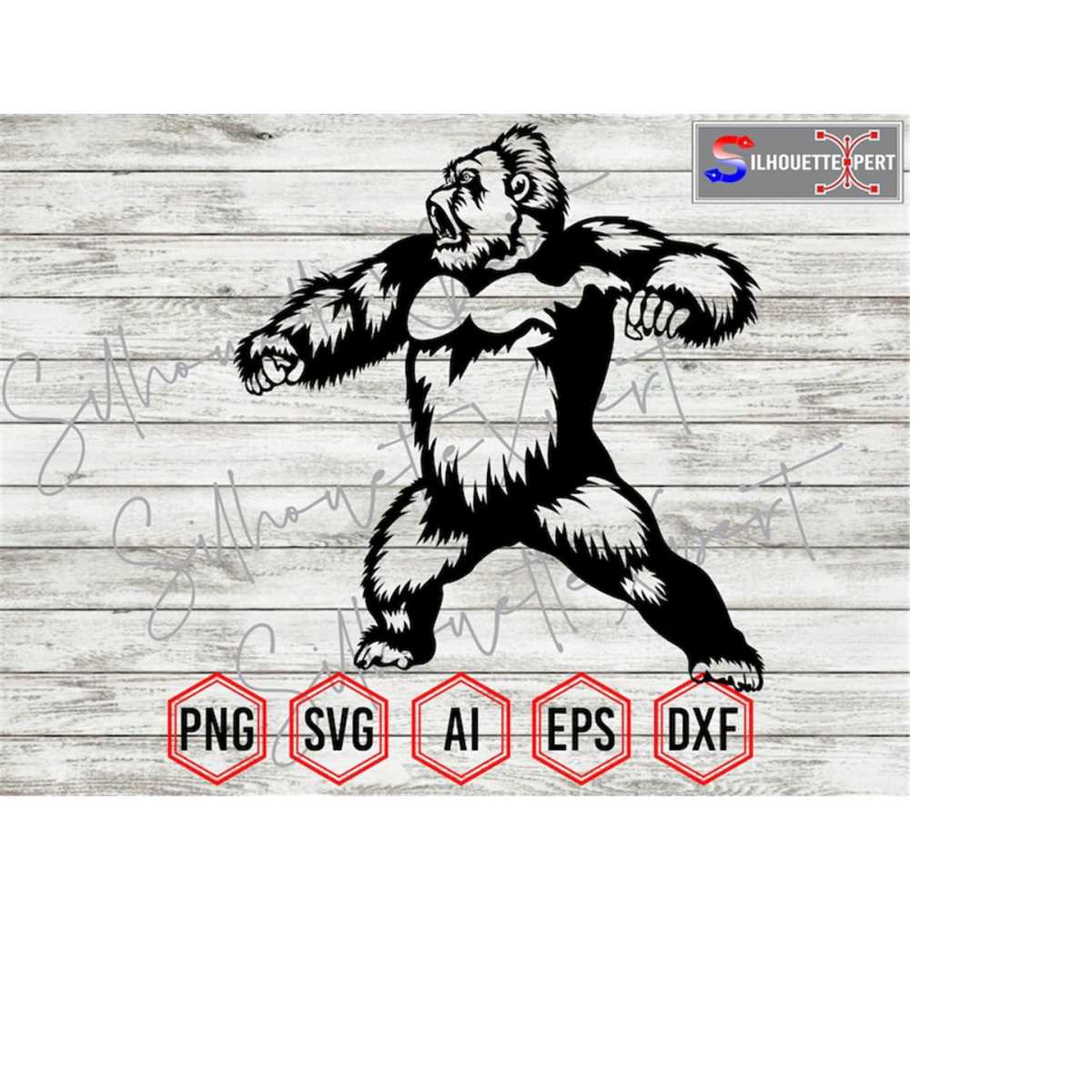Roaring Gorilla svg, Gorilla Silhouette 4, Apes svg - Vector - Inspire ...