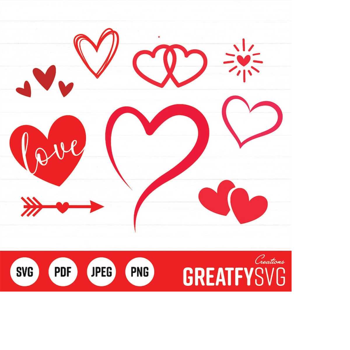 Heart Svg, Hearts Svg, Heart Cut File, Cricut heart, Heart C | Inspire ...