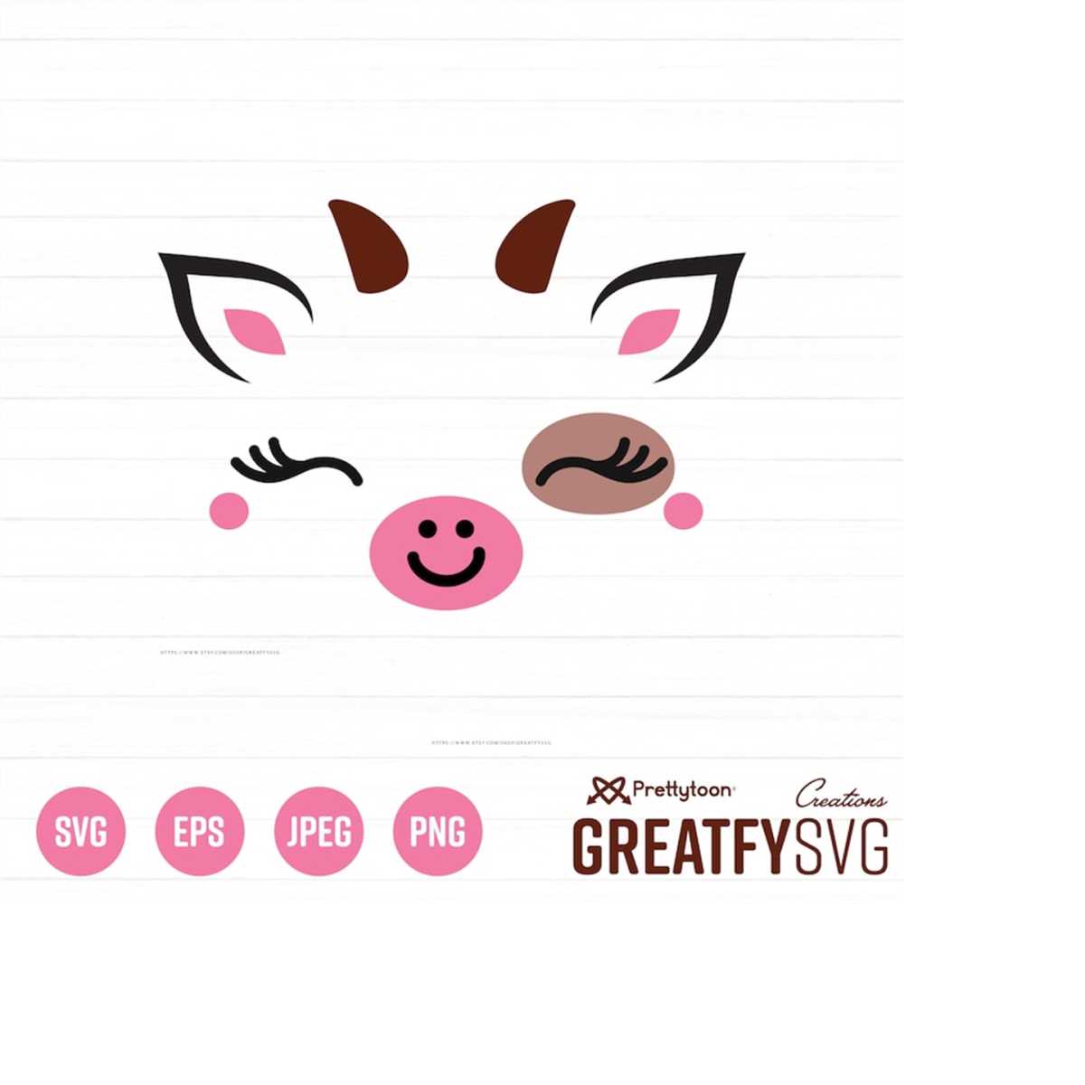 SVG Cow Happy Smiling Face Cut File for Cricut Design Space | Inspire ...