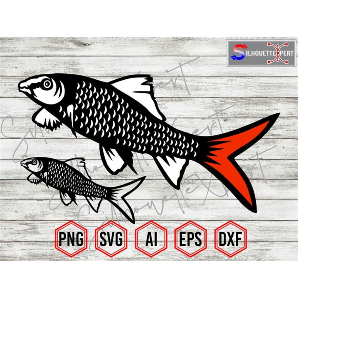 Red Tailed Black Shark Fish svg, Aquarium Fish svg, Koi Fish - Inspire ...