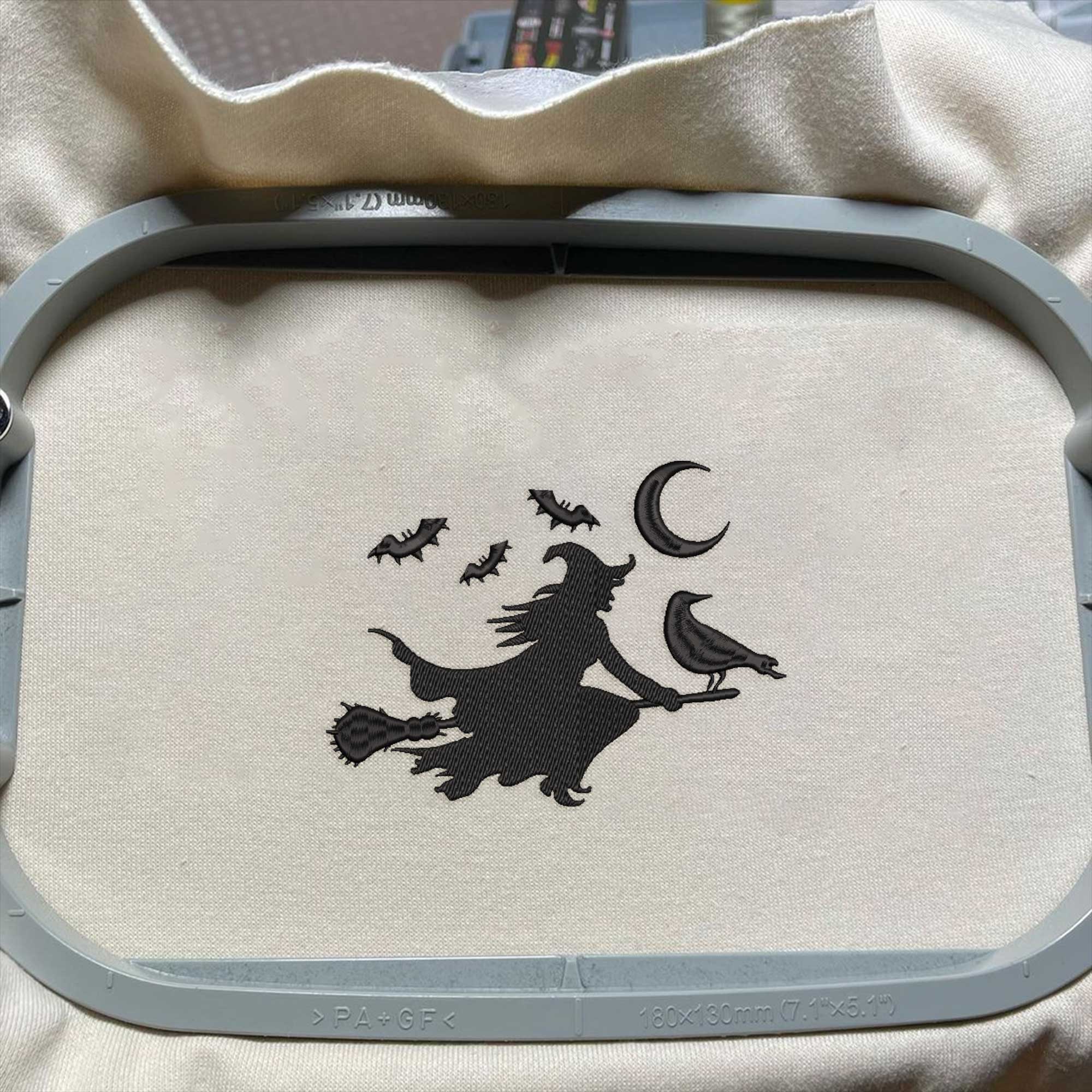 Horror Witch Flying Embroidery Design, Scary Witch Embroider | Inspire ...