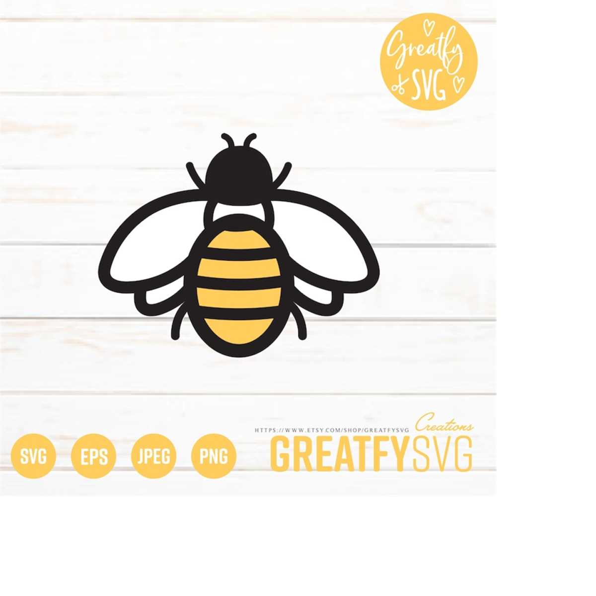 SVG Bee Cut File for Cricut Design Space, Bee Clipart, Yello - Inspire ...