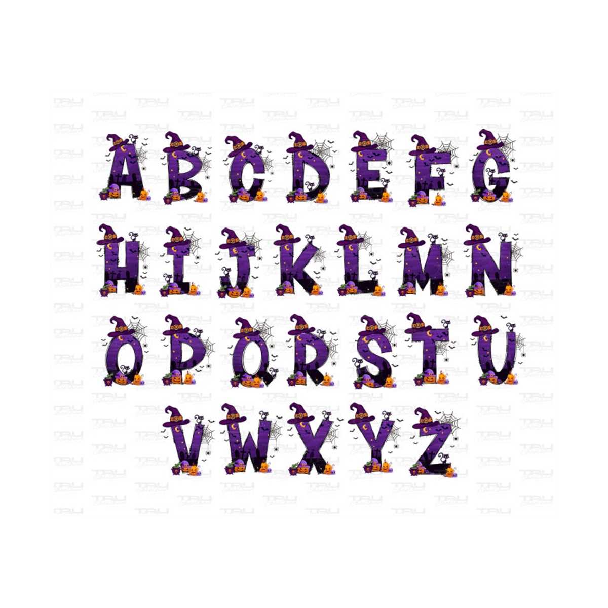 Halloween Doodle Font Alphabet Letters Png Bundle, Spooky Le - Inspire ...