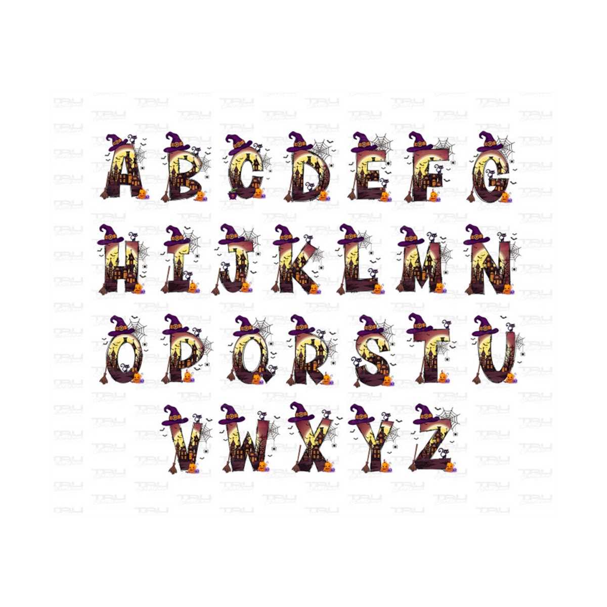 Halloween Clipart Alphabet PNG Bundle, Halloween Alphabet Cl - Inspire ...