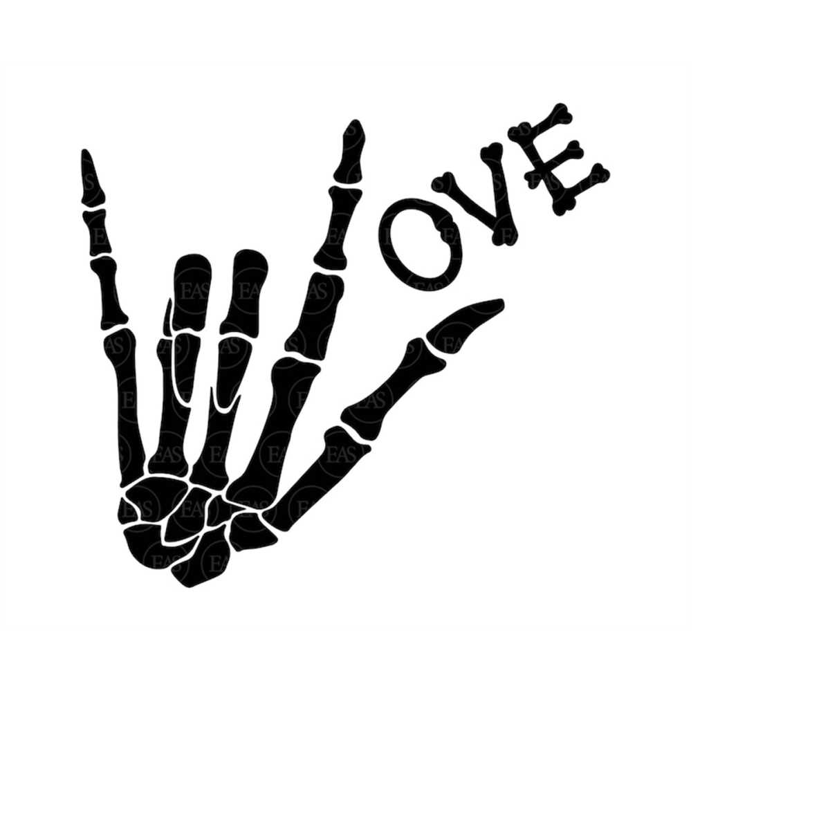 Skeleton I Love You Hand Sign Svg, ASL, Sign Language Svg. V - Inspire ...