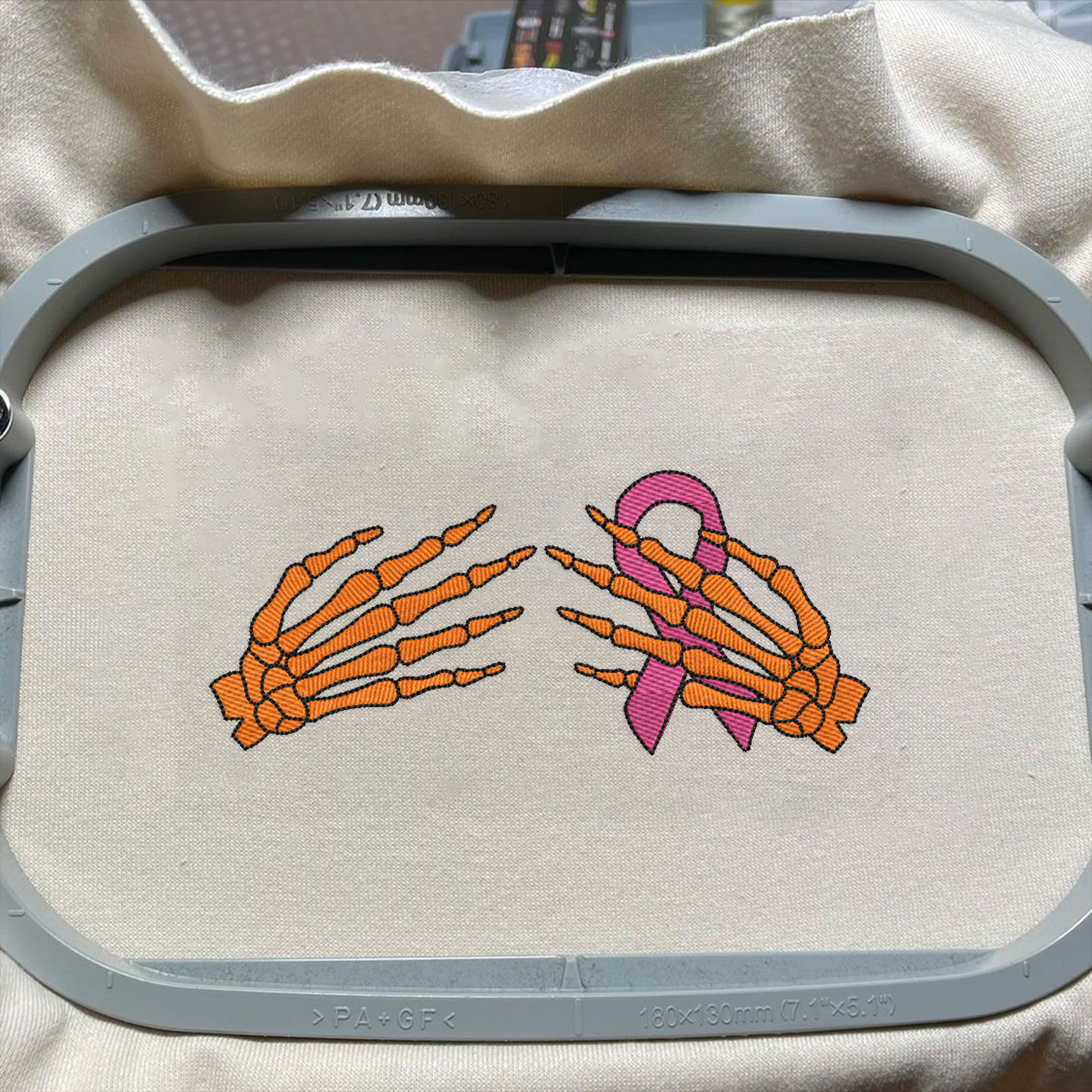 Skeleton Hand Embroidery Design, Support Cancer Embroidery D | Inspire ...