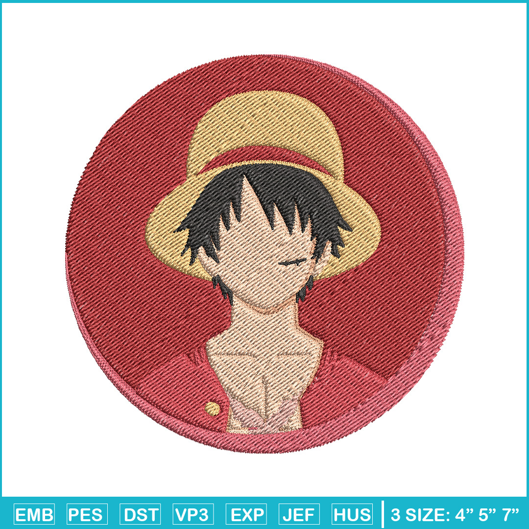 Luffy circle embroidery design, One piece embroidery, Anime | Inspire ...