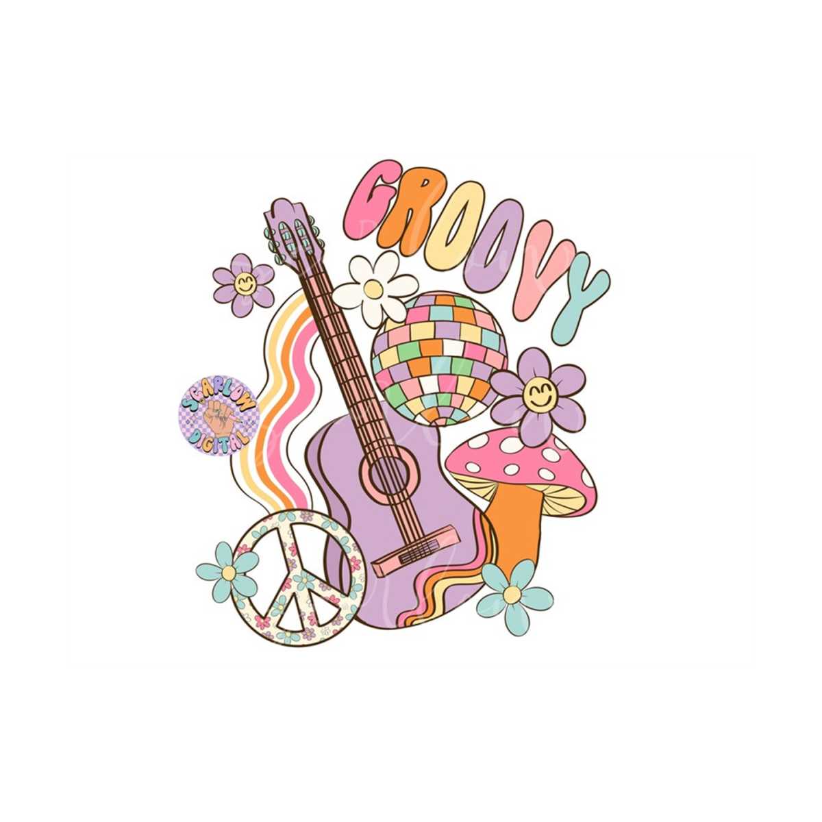 Groovy PNG Sublimation Digital Design Download-hippie png, r - Inspire ...