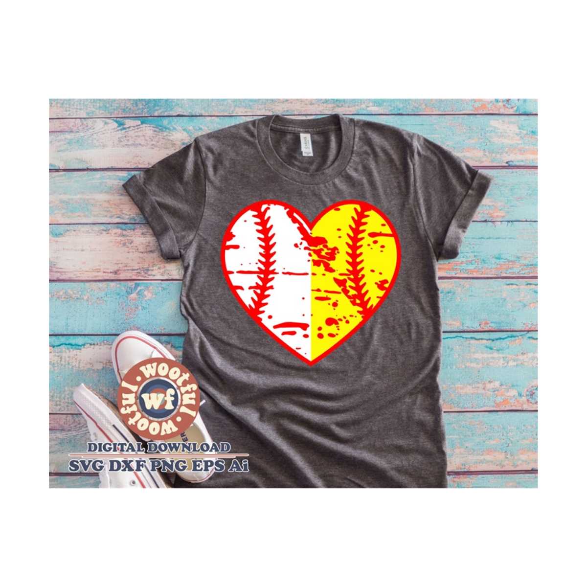 Split Baseball and Softball Heart svg, Grunge svg, Softball - Inspire ...