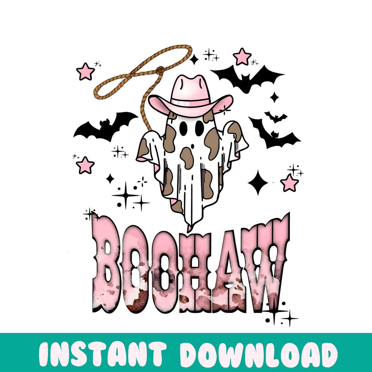 Vintage Boo Haw Cowboy Western Spooky Season PNG File - Inspire Uplift