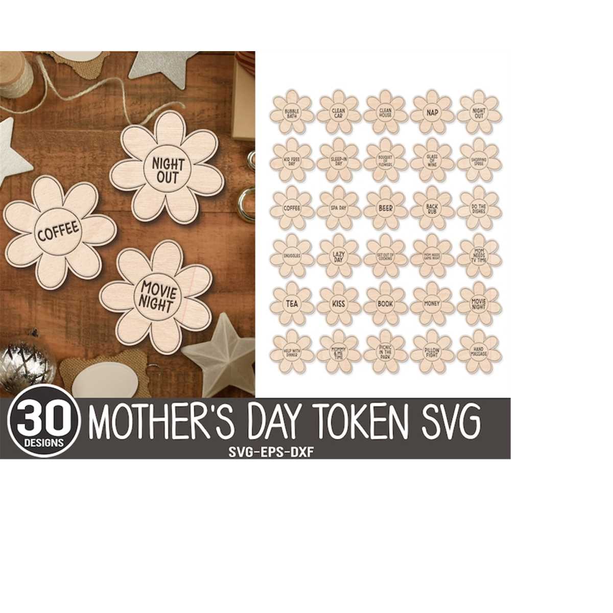 30 Mother's Day Flower Token SVG, Token Laser Cut File, Moth | Inspire ...