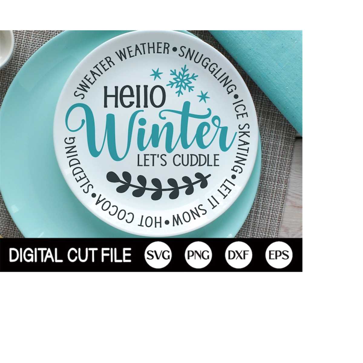 Hello Winter Sign SVG, Farmhouse Svg, Round Sign Svg, Welcom | Inspire ...
