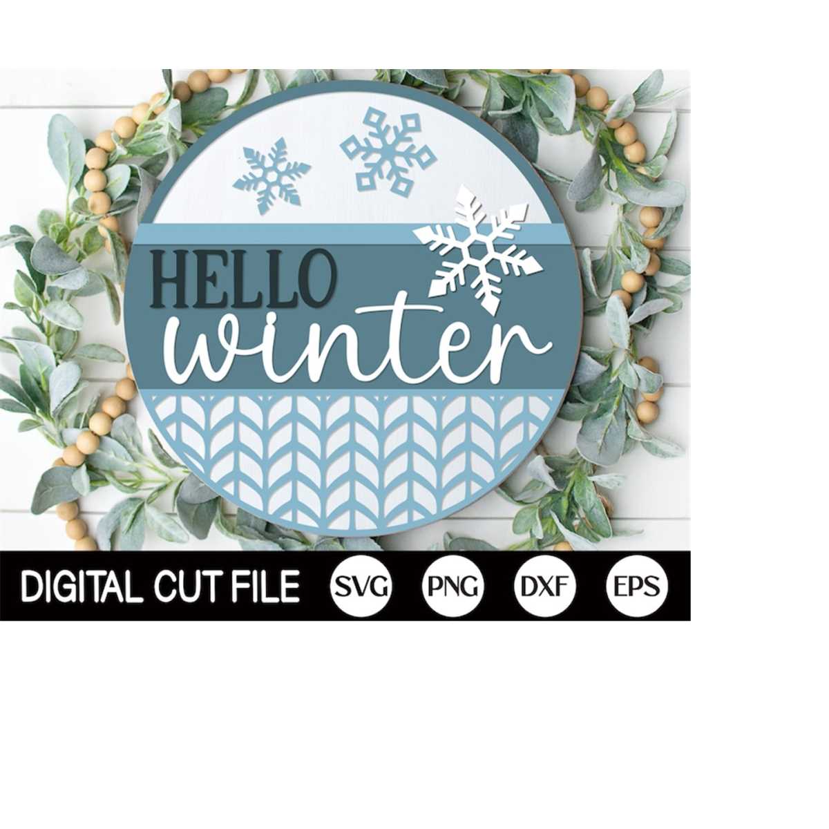 Hello Winter Door Hanger SVG, Christmas Welcome Sign SVG, Ro - Inspire ...