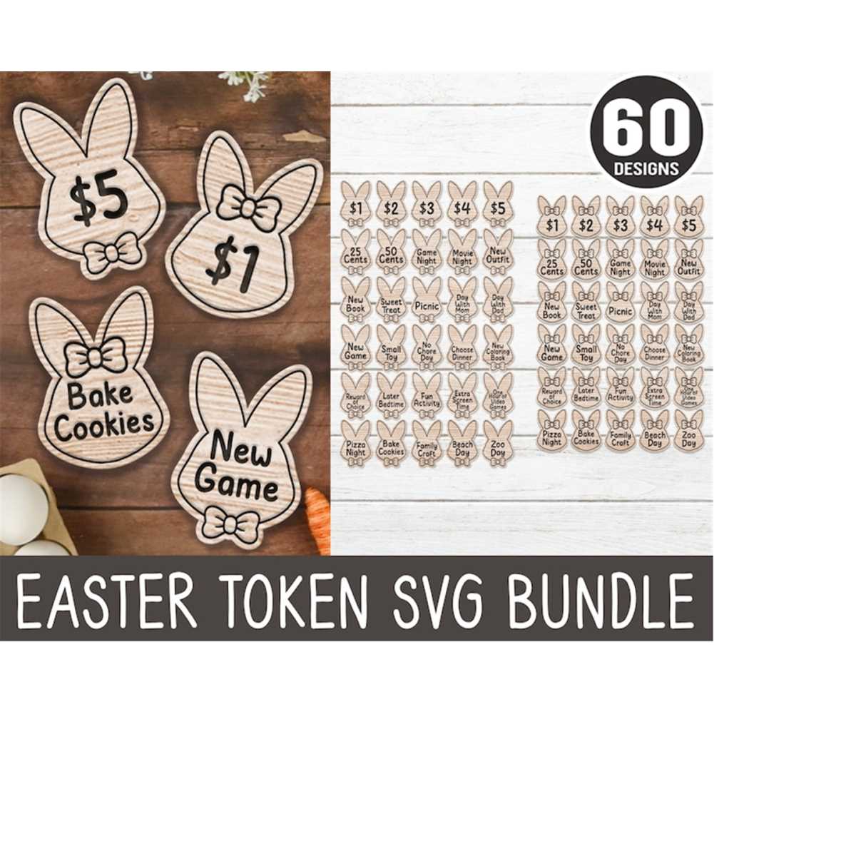 60 Redeemable Easter Token SVG, Kids Easter Laser files, Eas | Inspire ...