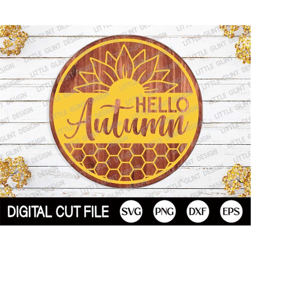Hello Autumn SVG, Sunflower Round Sign, Autumn Decor, Fall W | Inspire ...