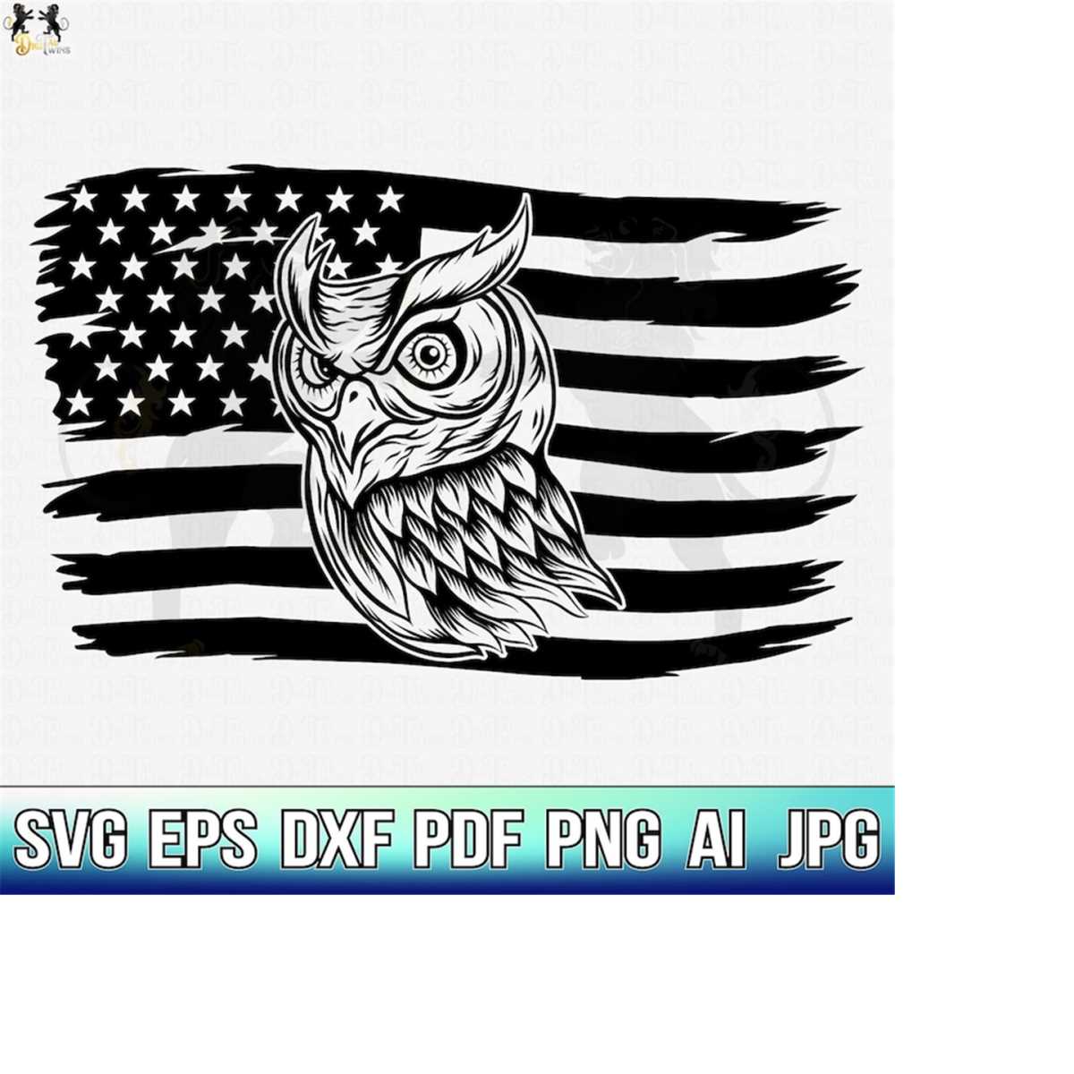 Owl With Flag Svg, Owl Svg, Owl Flower Svg, Owl Head Svg, Ow | Inspire ...