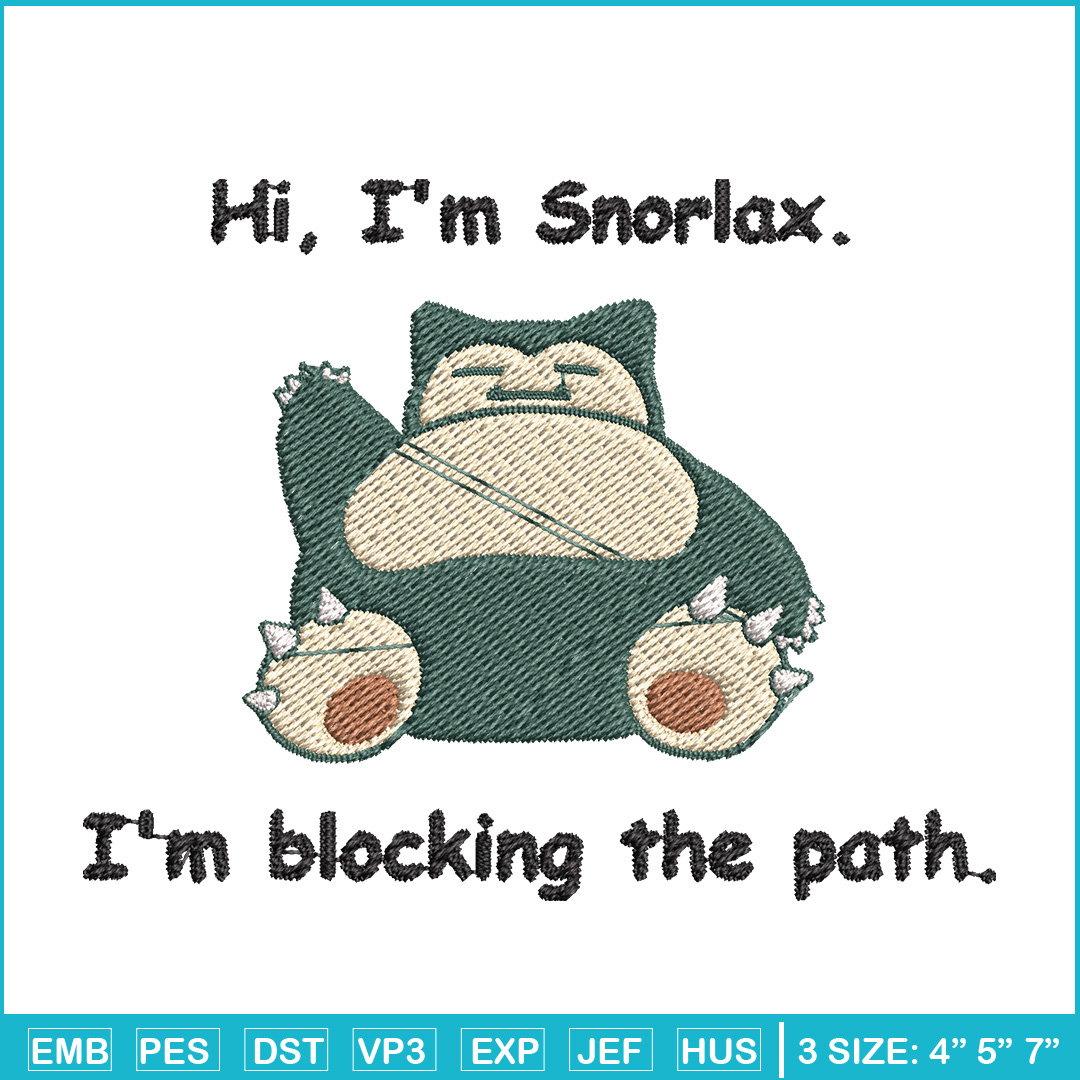Snorlax embroidery design, Pokemon embroidery, Anime design, | Inspire ...