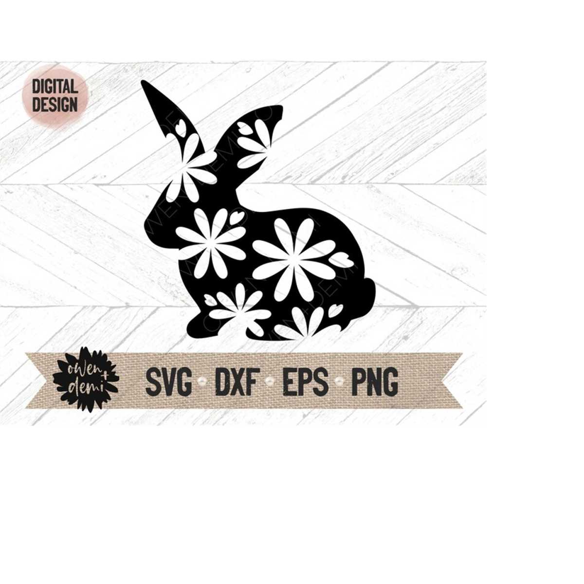 Rabbit with flowers SVG - Flower bunny SVG - Bunny cricut cu | Inspire ...