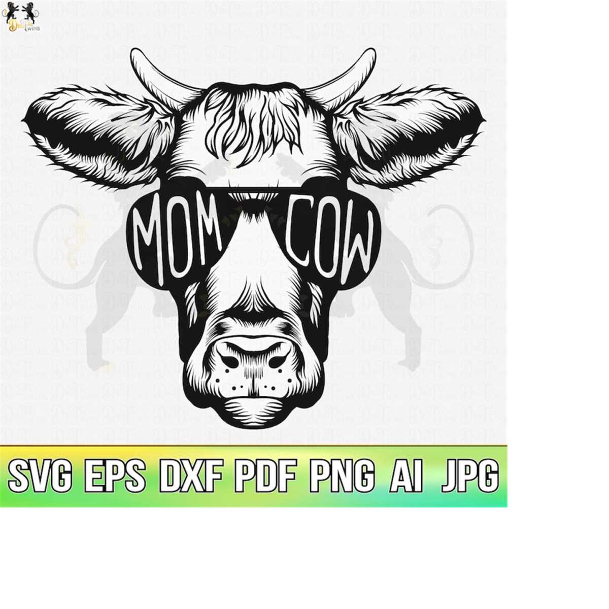 Mom Cow Svg, Mama Cow Face Svg, Cow With Glasses Svg, Mama C | Inspire ...
