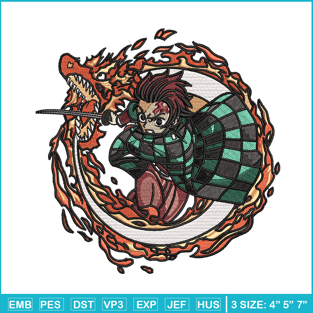 Tanjiro fire embroidery design, Tanjiro embroidery, Anime de | Inspire ...