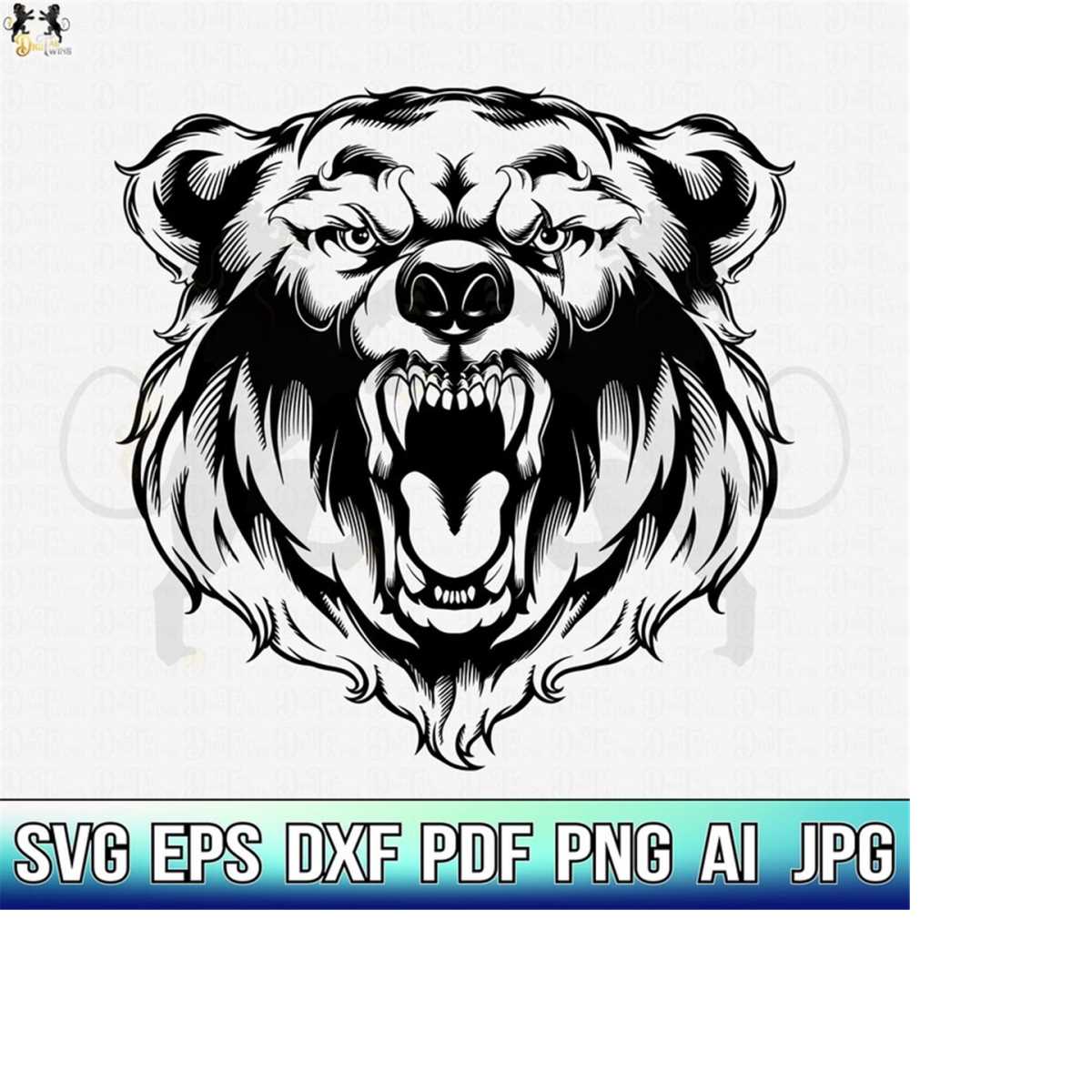 Bear Face Svg, Bear Svg, Bear Clipart, Bear Vector, Bear Cri | Inspire ...