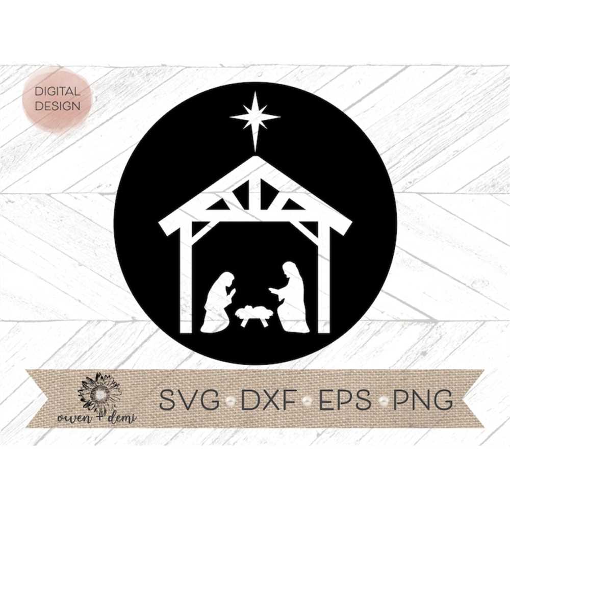 Nativity Manger SVG - Manger Scene in circle svg - Nativity | Inspire ...