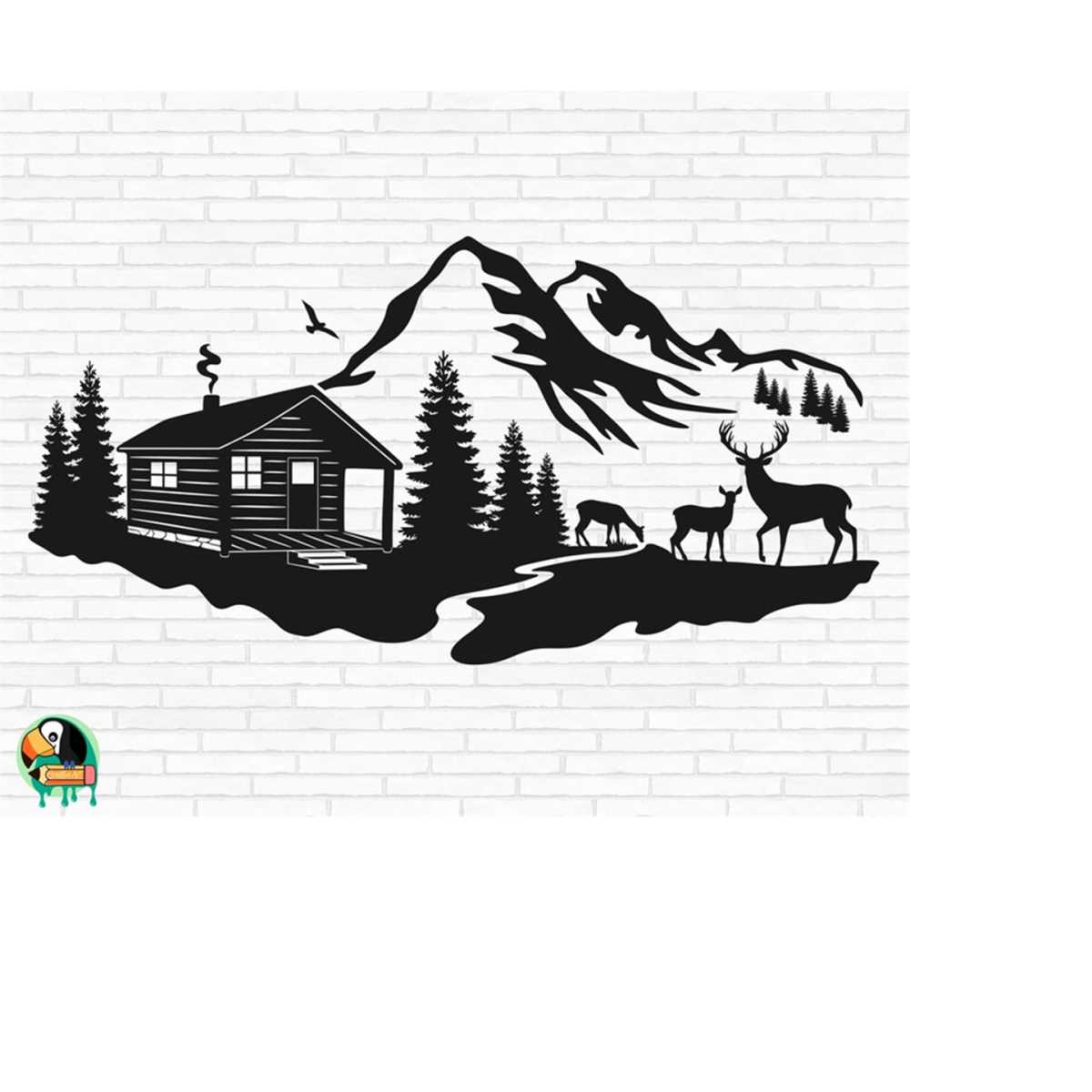 Winter Log Cabin SVG, Camping Lodge svg, Outdoor svg, Mounta | Inspire ...