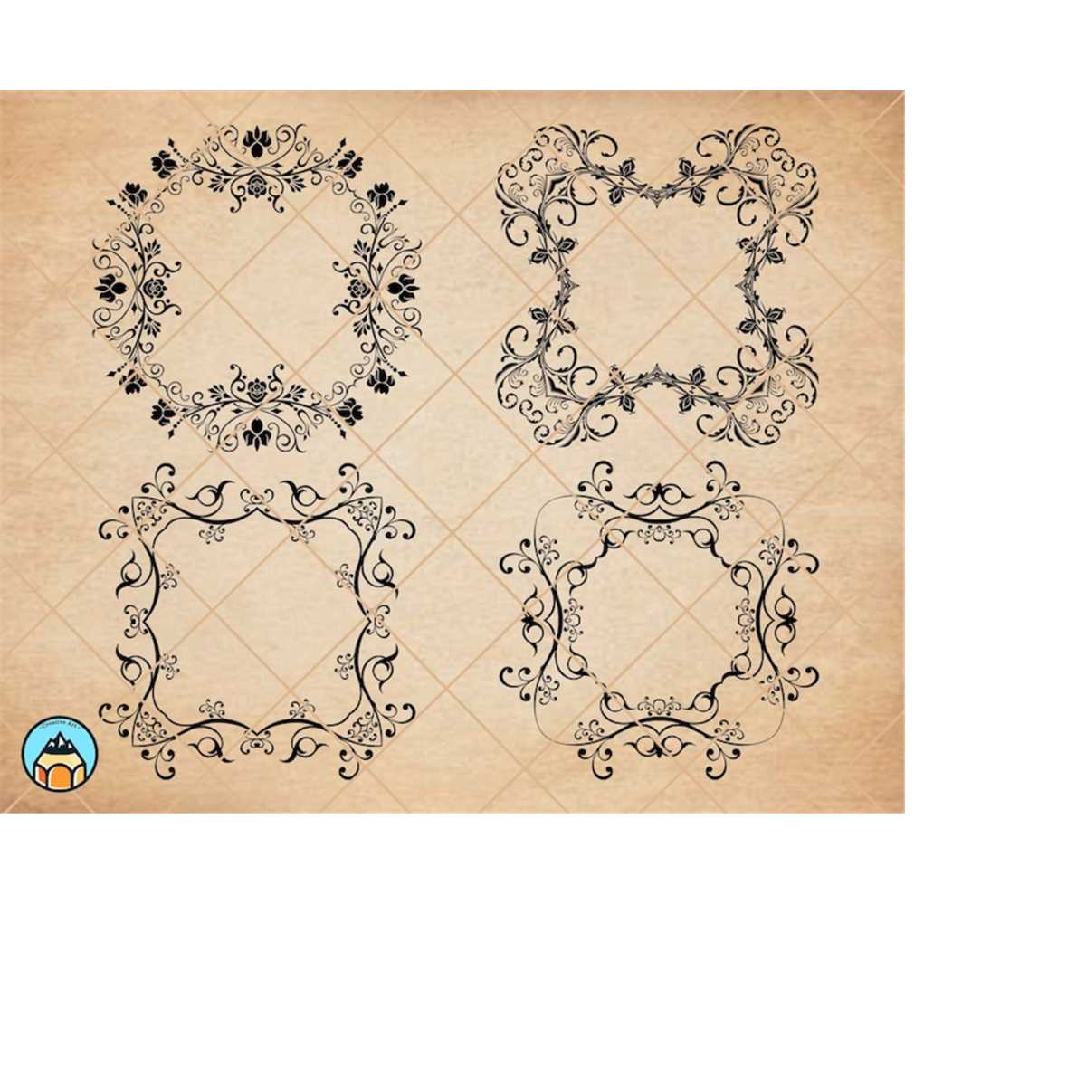 Floral Frames svg Clipart Borders svg Doodle Frames Flower B | Inspire ...