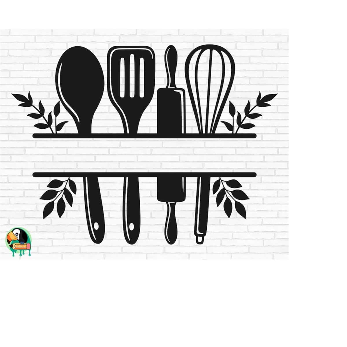 Kitchen Utensils Split Monogram SVG, Kitchen svg, Cooking sv | Inspire ...