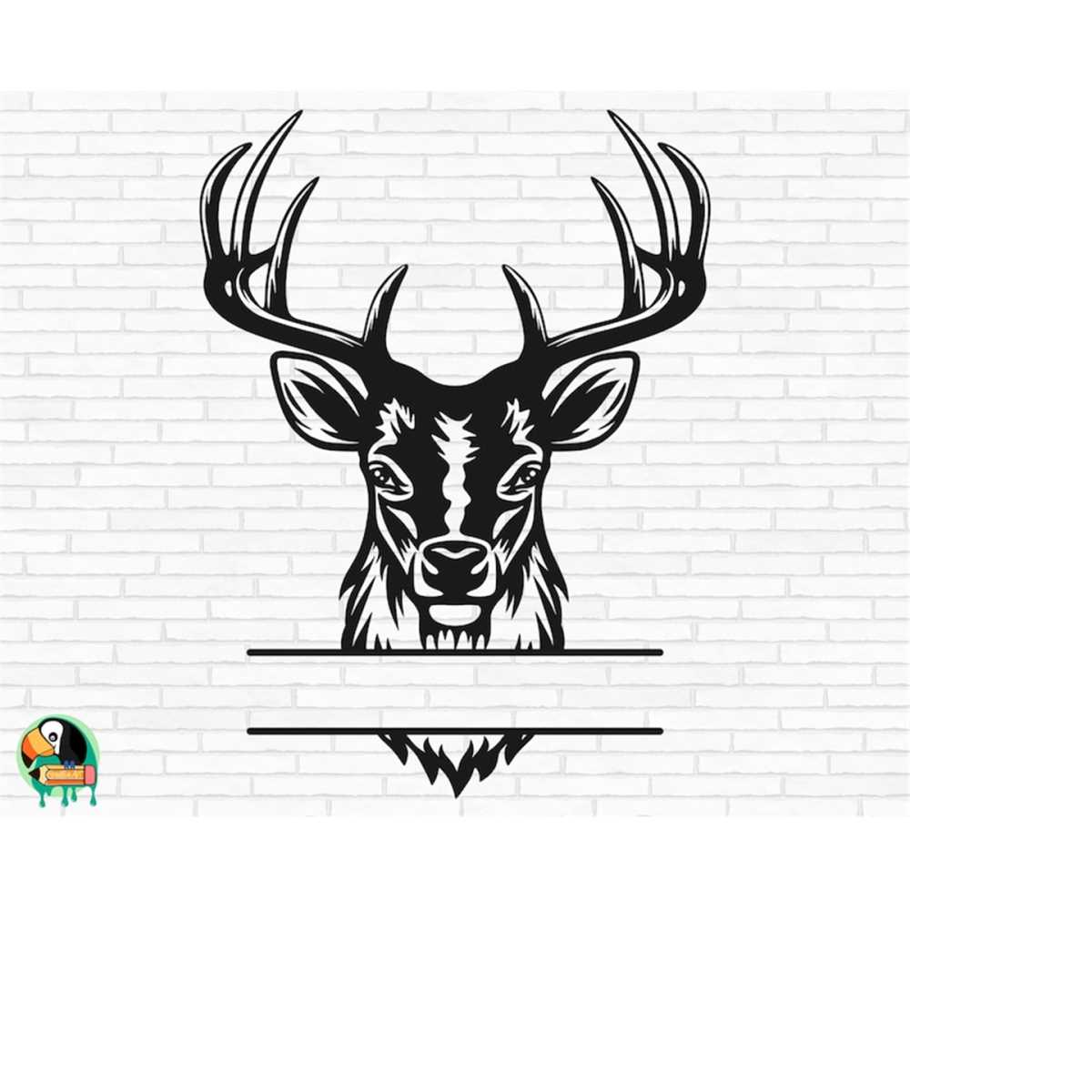 Deer Head Split Name Frame SVG, Deer Monogram svg, Buck Head - Inspire Uplift