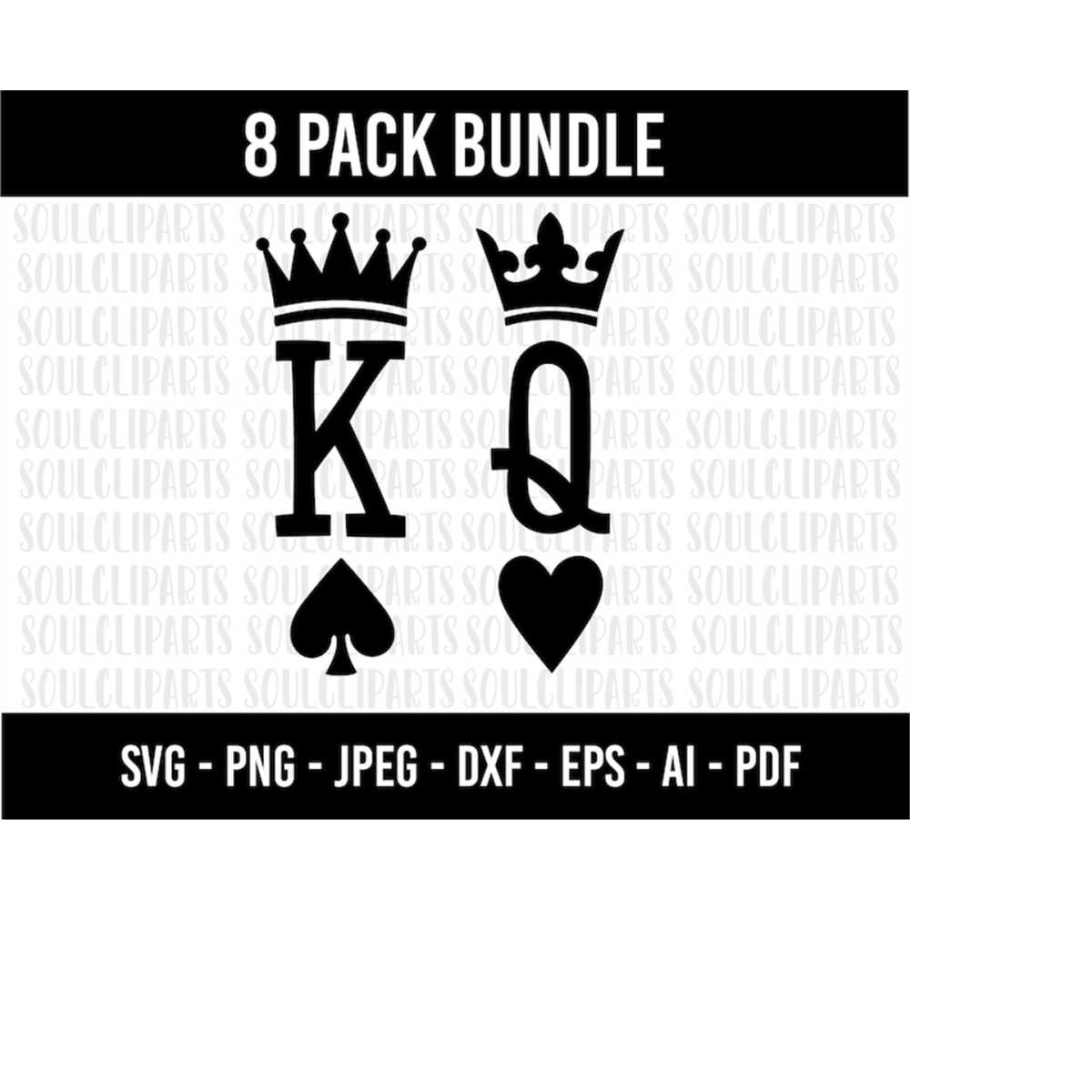 COD573- King and Queen SVG , EPS, PNG, Jpeg, Dxf, Playing Ca | Inspire ...