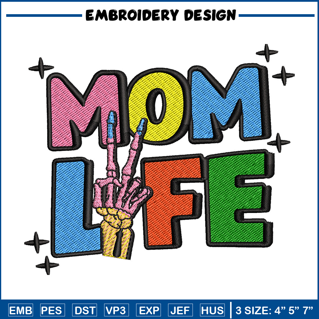 Mom life embroidery design, Logo embroidery, Embroidery file | Inspire ...