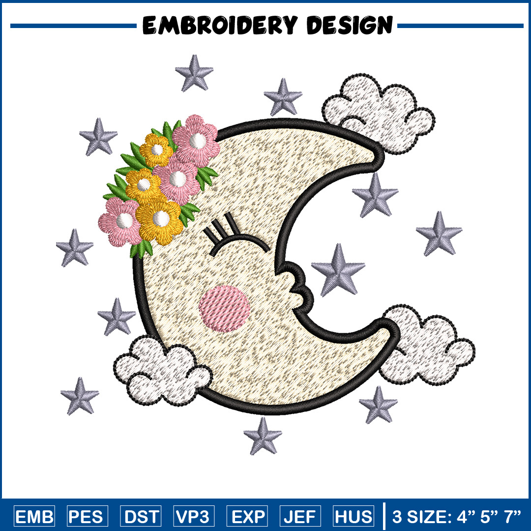 Moon cute embroidery design, Moon embroidery, Embroidery fil | Inspire ...