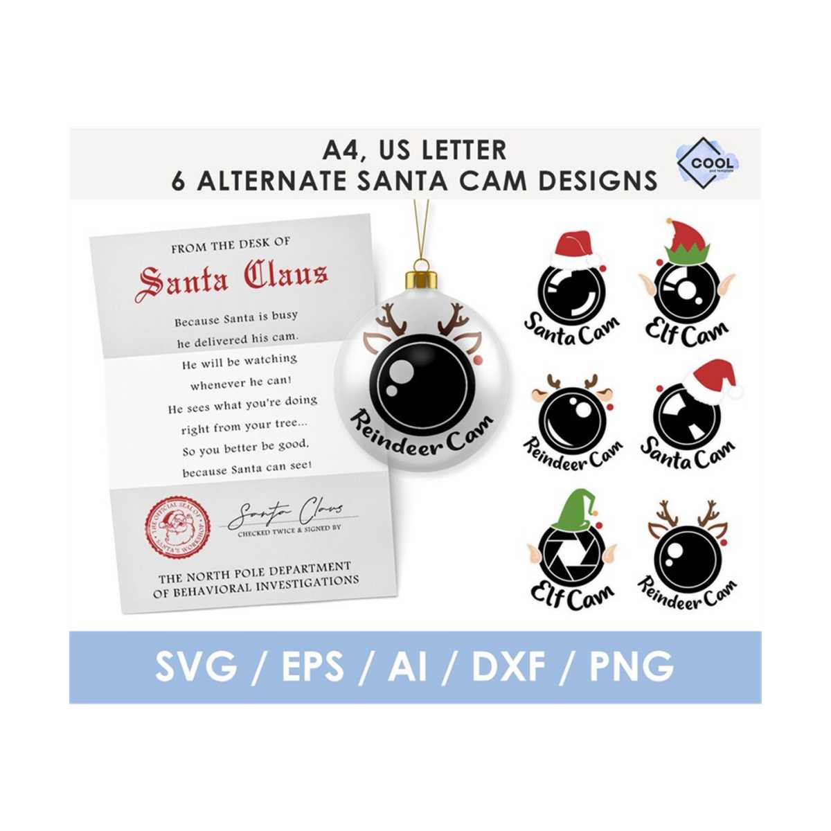 Santa cam and letter from santa, SVG files, bundle, jpeg and - Inspire ...
