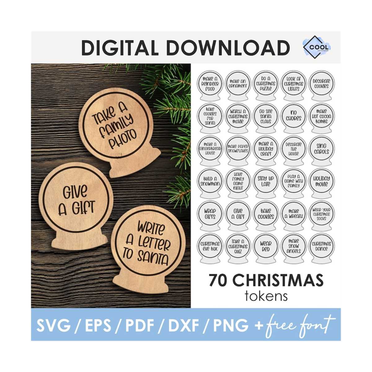 Christmas Activity Tokens SVG, Bundle, Holiday Bucket List T | Inspire ...