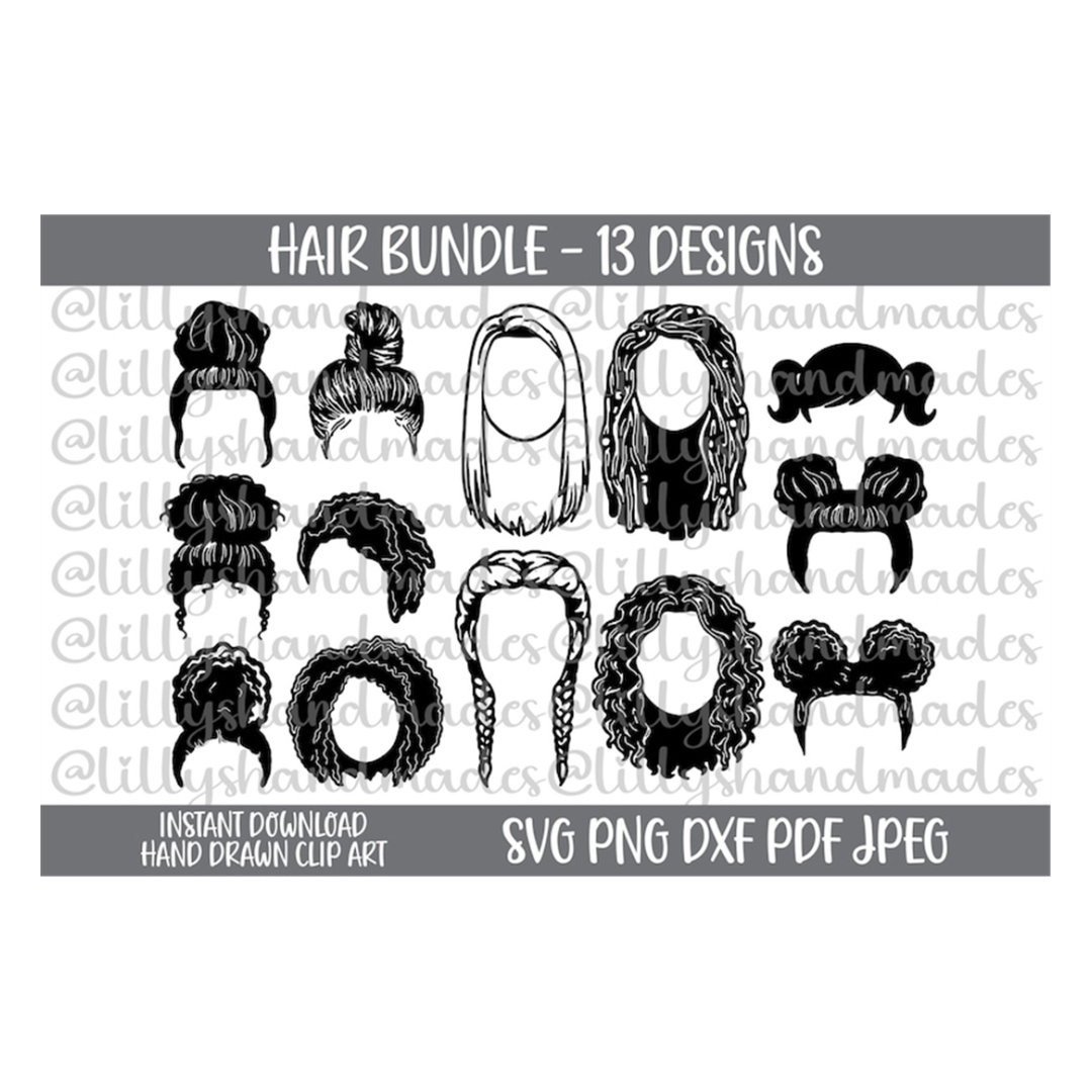 Messy Bun Svg, Curly Hair Svg, Afro Hair Svg, Dreads Svg, Ha - Inspire ...