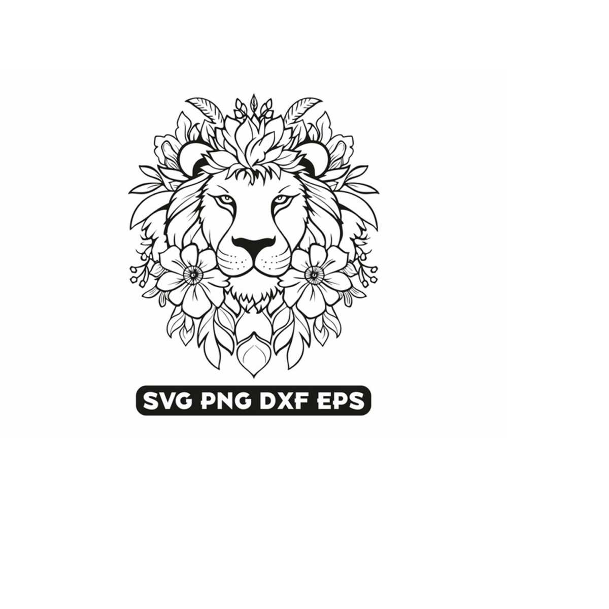 Lion head svg, Floral lion svg, floral animal clipart, wild - Inspire ...