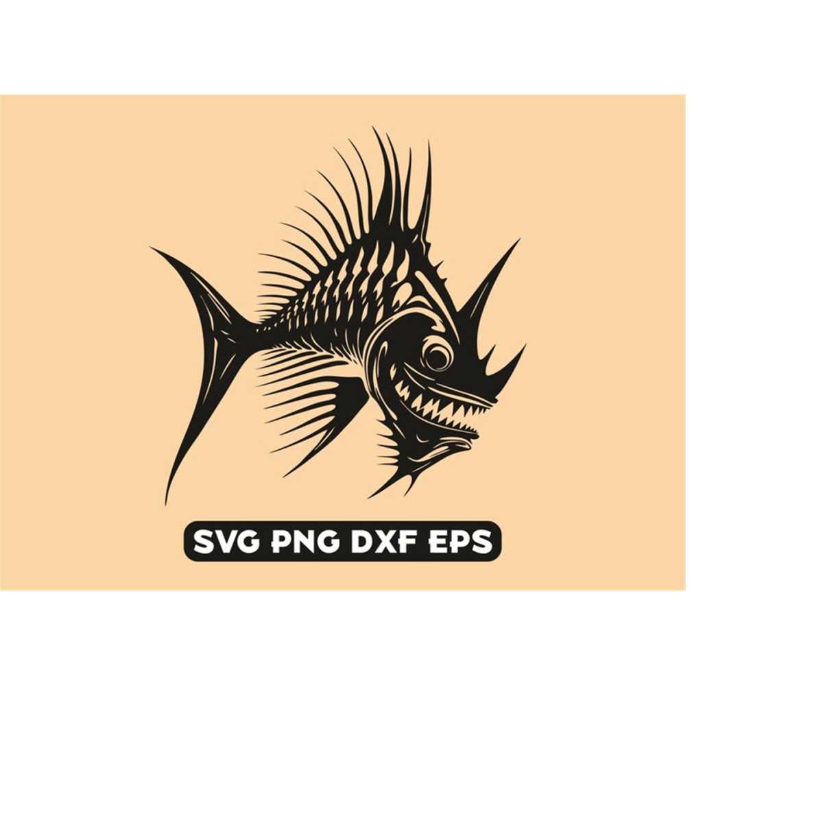 Angry Fish svg, scary fish silhouette, Skeleton of the fish | Inspire ...