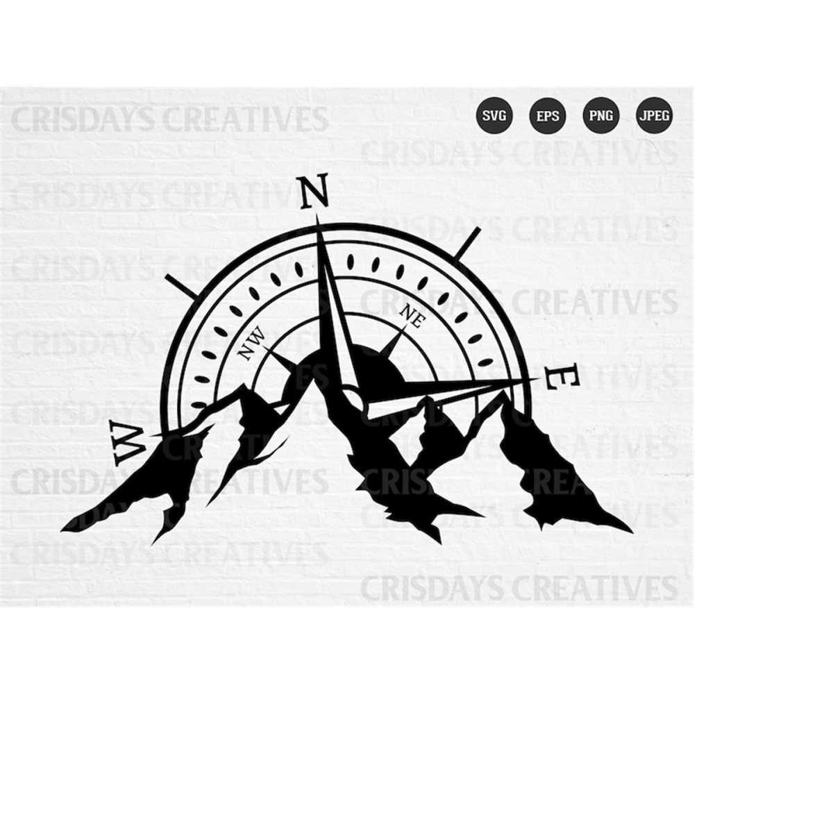 Mountain Compass Svg| Compass Svg| compass rose Svg| nautica - Inspire ...