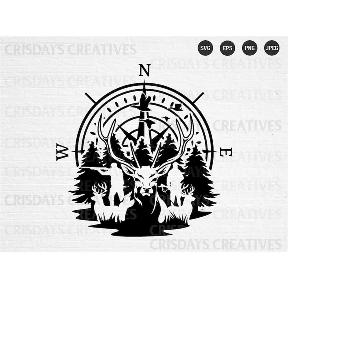 Hunting Deer Svg| Deer hunting Svg| Hunting Compass Svg| US | Inspire ...