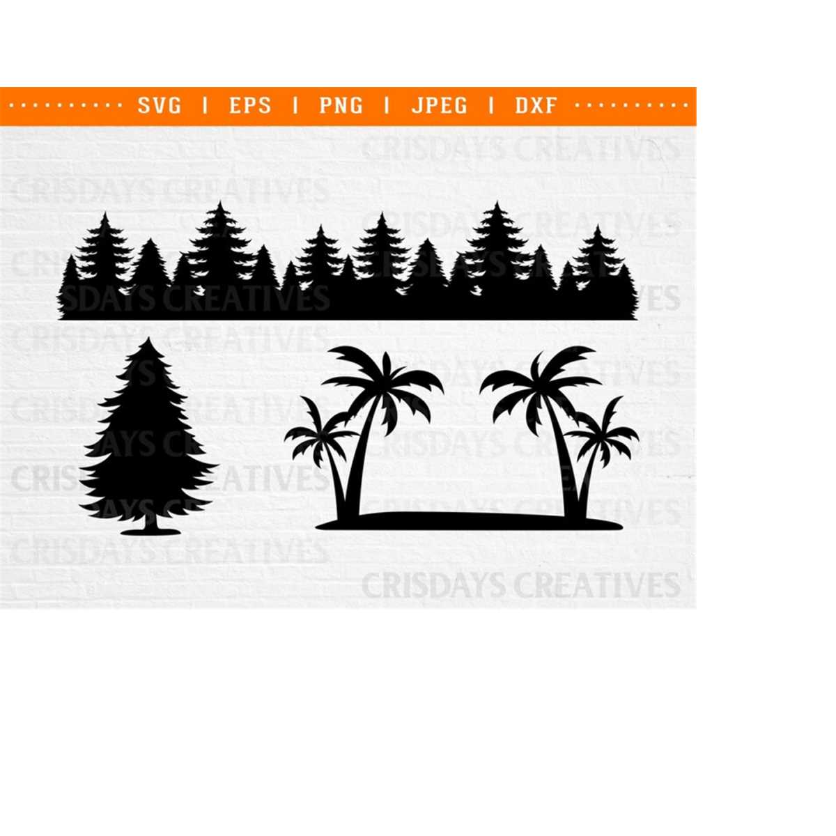 Trees Bundle Svg| Pine Trees Svg| Coconut Tree Svg| Palm Tre - Inspire ...