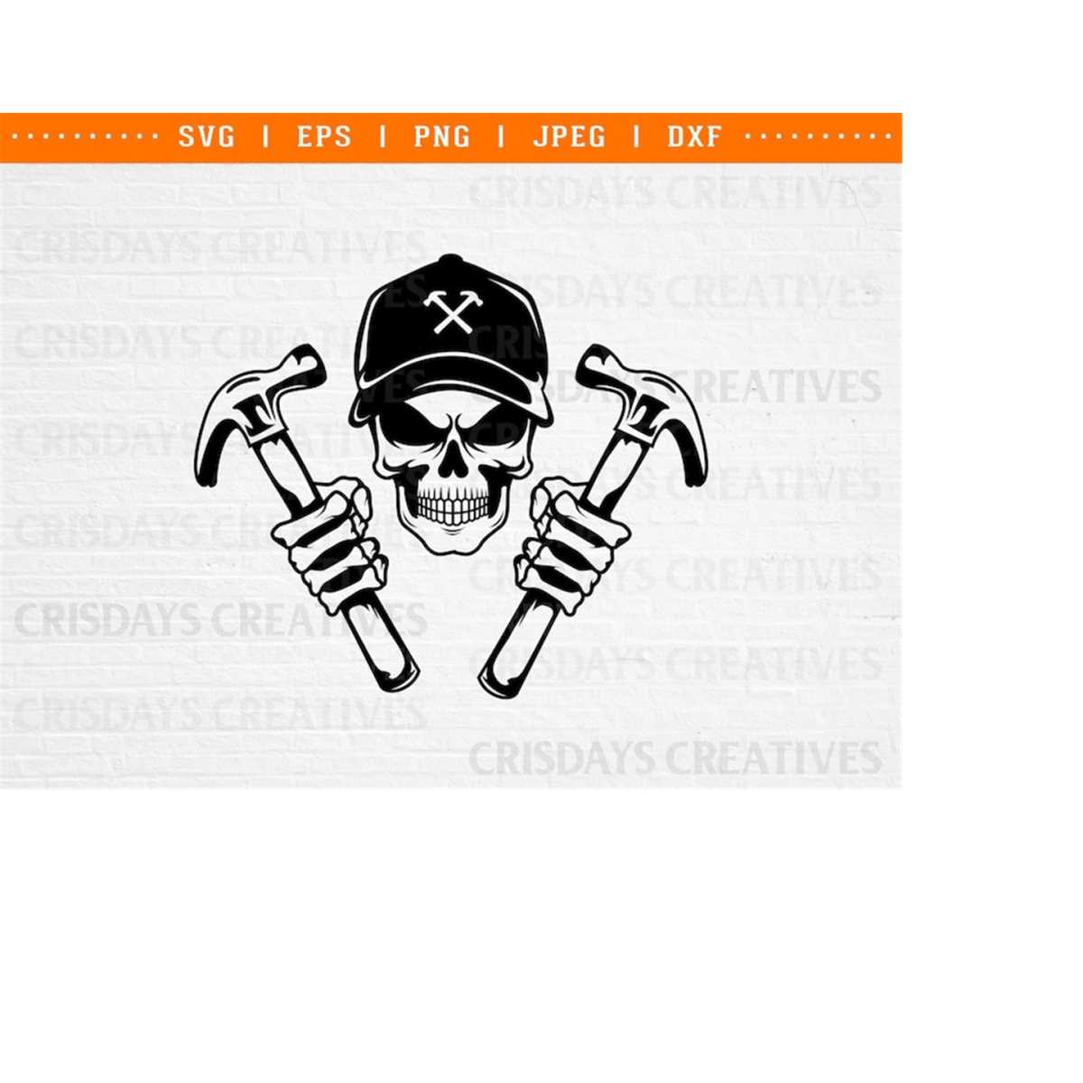 Skull Carpenter Svg| Carpenter Svg| Skull and Hammer Svg| Ha - Inspire ...