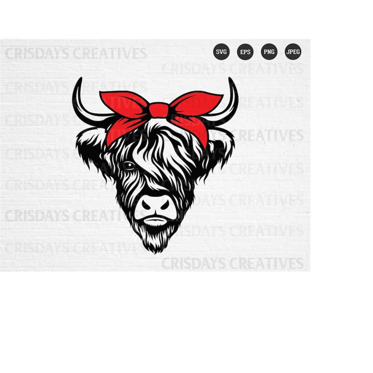 Highland Cow Svg| Heifer Svg| Cow with bow Svg| Cow with ban - Inspire ...