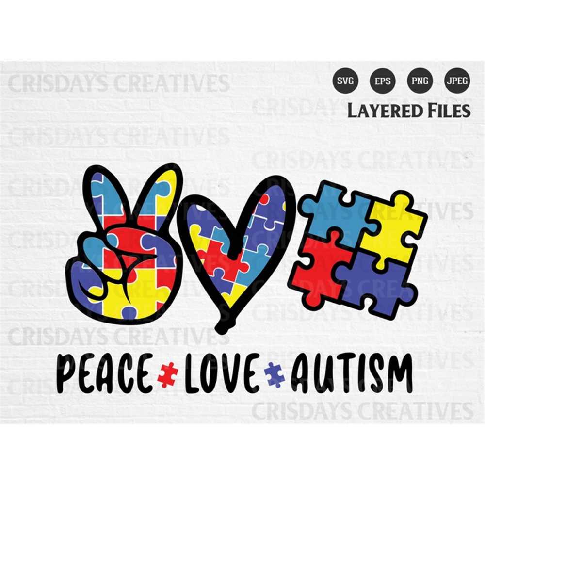 Peace Love Autism SVG| Autism awareness SVG| Autism heart Sv | Inspire ...