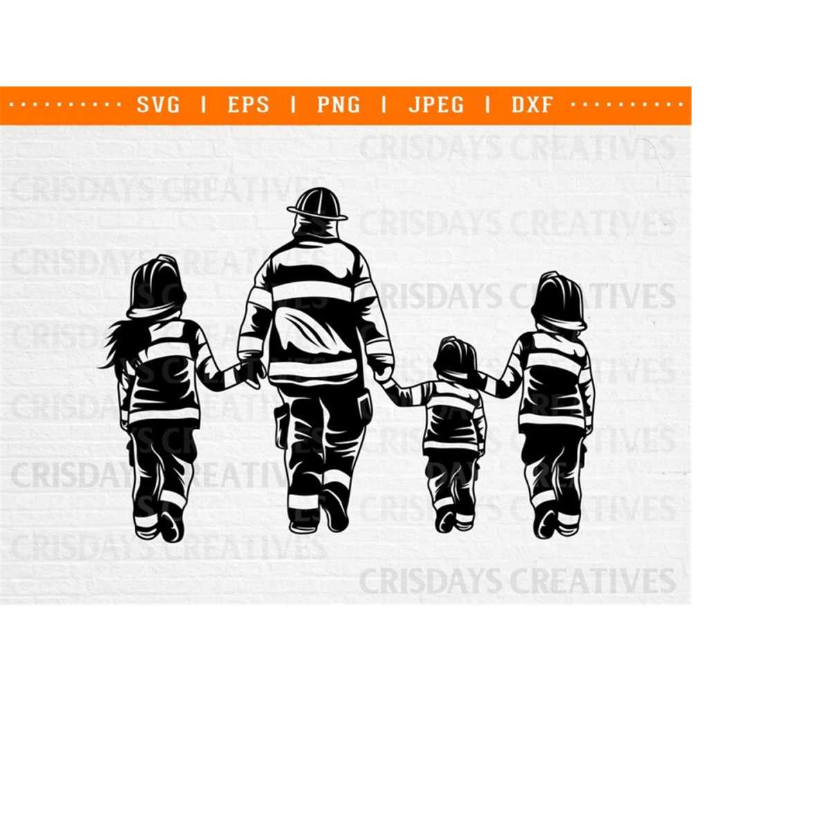 Father and Kids Firefighter SVG| Firefighter Dad SVG| Firefi - Inspire ...