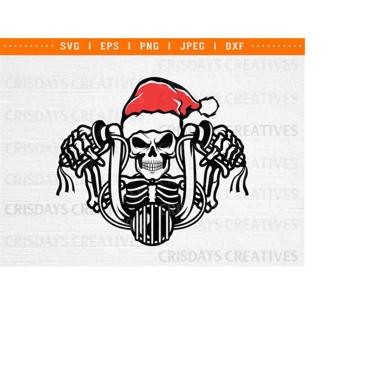Skull Santa svg, skull santa on motorcycle svg, Cool Santa C - Inspire ...