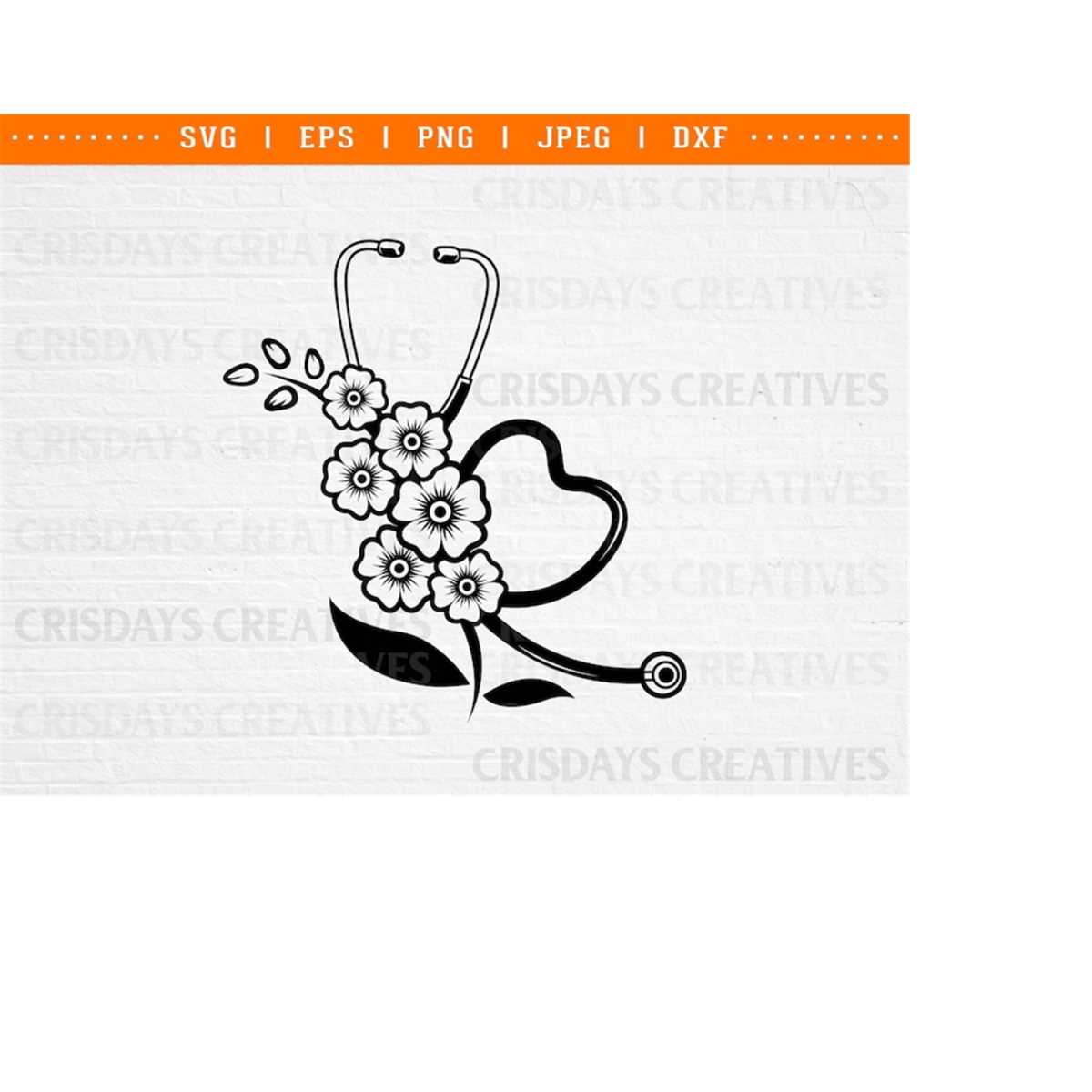 Floral Stethoscope Svg| Nurse Svg| Nursing Svg| Heart Steth - Inspire ...