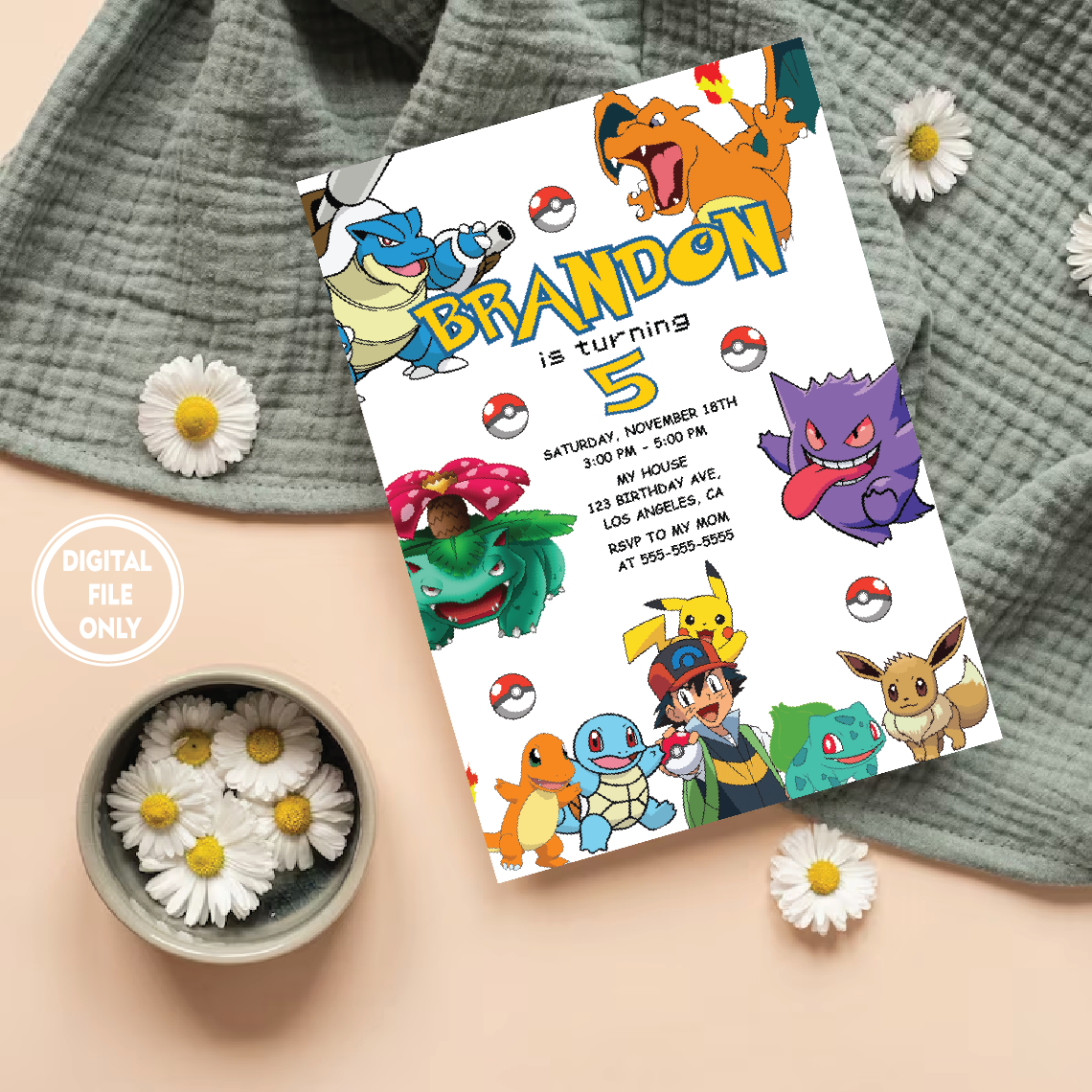 Personalized File Pokemone Birthday Invitation Digital, Poke | Inspire ...