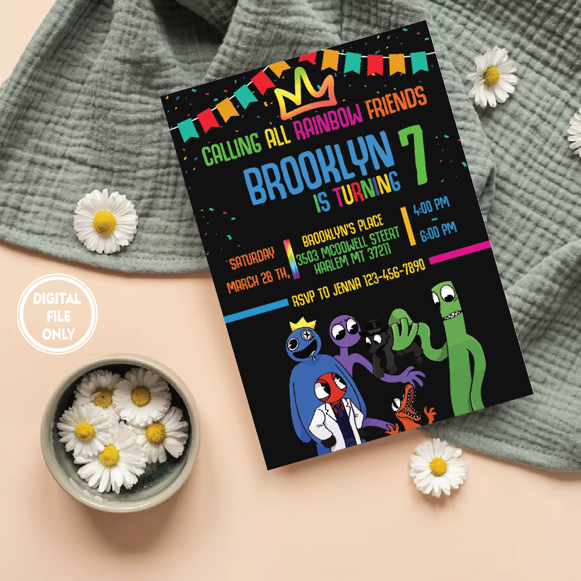 Personalized File Rainbow Friends Birthday Invitations | Rai | Inspire ...