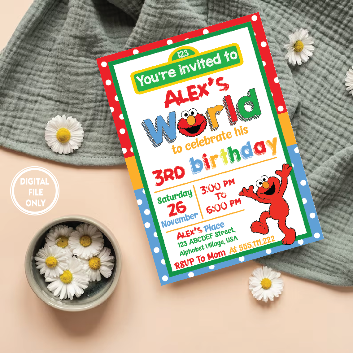 Personalized File Birthday Invitation | Sesame Street Birthd | Inspire ...